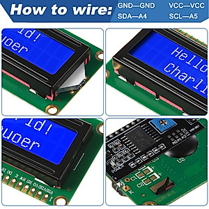 Frienda 4 Pieces IIC/ I2C/ TWI LCD 1602 16x2 Serial Interface Adapter and 16x2 1602 LCD Module Display Blue Backlight Compatible with Arduino R3 MEGA2560 (Blue)