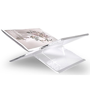 Honygebia Clear Acrylic Book Stands - Cross Frame Acrylic Book Holder, Open Bookstand for Display and Reading, Suitable for Art, Bible, Cookbook, Easel, Magazine, Textbooks 12.5" x 9.5" x 5.5"