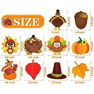 Joy Bang Fall Bulletin Board Decorations, 50 Pcs Autumn Fall Cutouts Pumpkin Leaves Turkey Cutouts for Classroom School Thanksgiving Bulletin Board Decorations Decor