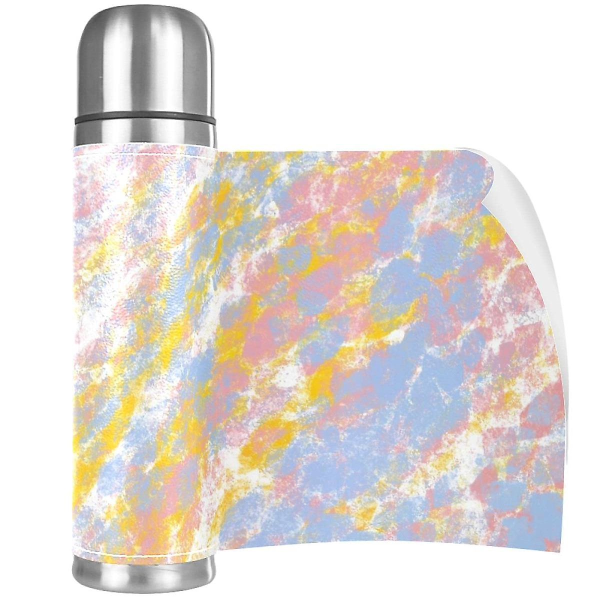 Stainless Steel Leather Vacuum Insulated Mug Abstract Texture Thermos Water Bottle for Hot and Cold Drinks Kids Adults 16 Oz