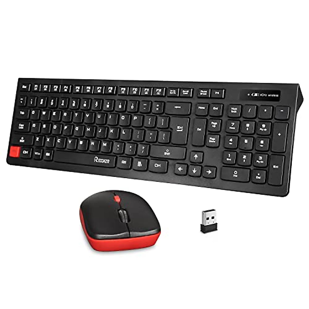 Wireless Keyboard and Mouse Combo ，DPI 1600, 2.4GHz Wireless Connection, Long Battery Life, Computer Keyboard and Mouse for PC, Desktop.Laptop, RECCAZR WC500 Design for Office and Home (Black)