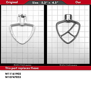 Flat Beater Replacement for KitchenAid 3.5 Qt. Tilt-Head Stand Mixers/Polished 18/8 Stainless Steel Accessories/No coating/Dishwasher Safe