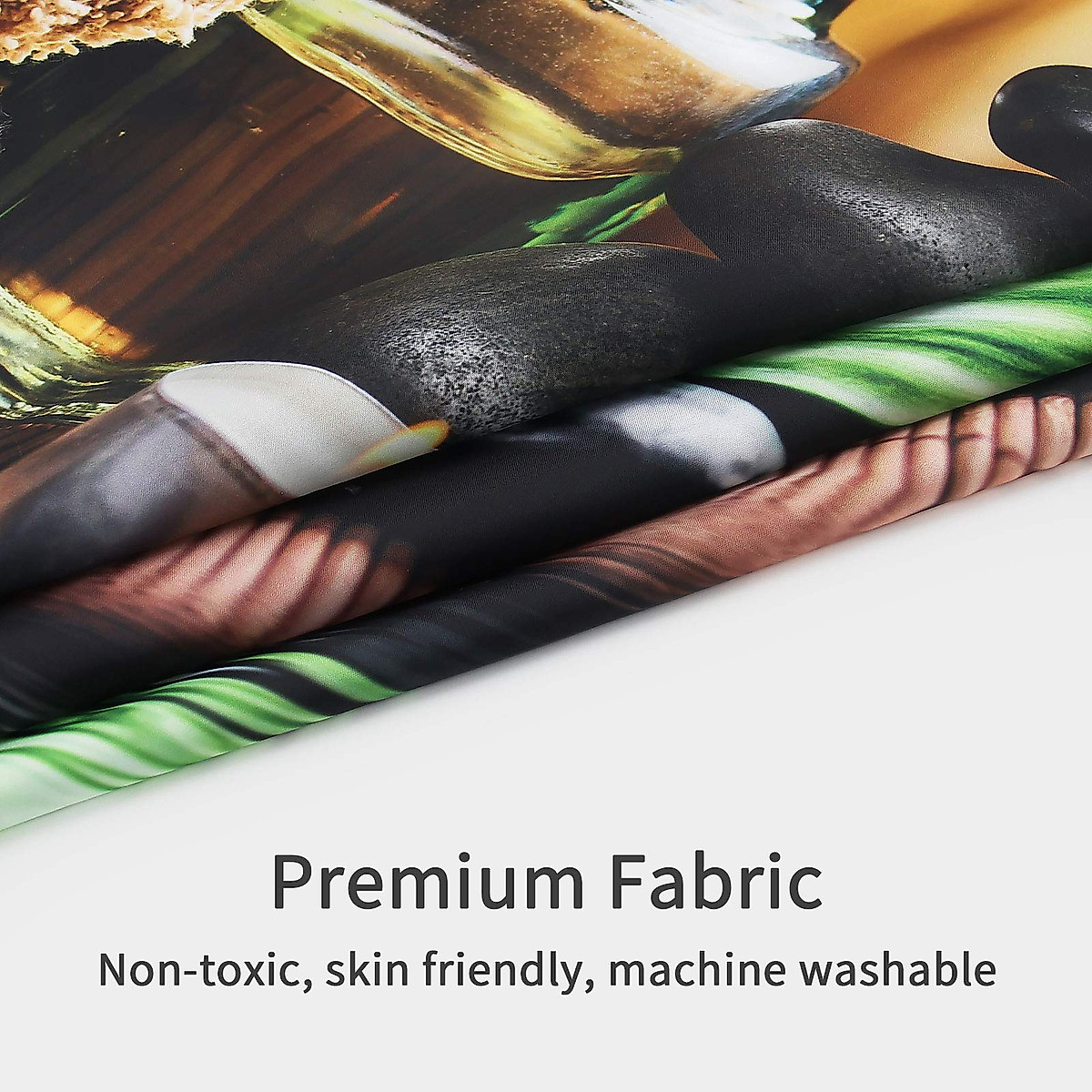 MitoVilla Zen Spa Shower Curtain Set, Zen Basalt Stones and Spa Oil on The Wood Near a Pond Printing Shower Curtain for Bathroom Decor, Japanese Garden Theme, Brown, 72 x 72