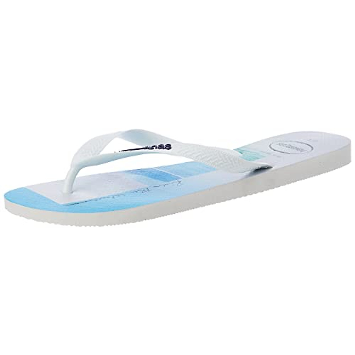Havaianas Men's Hype Flip Flop Sandal, White/White/Navy Blue, 11-12