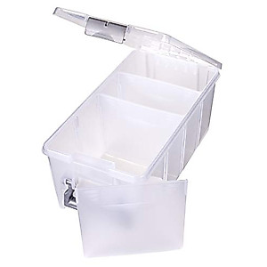 AB Designs 6925ABD Semi Satchel with Removable Dividers, Stackable Home Storage Organization Container, Clear with Sliver Latches and Handle