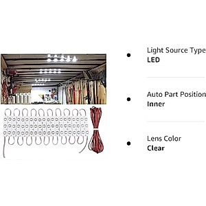 Linkstyle 60 LEDs 12V Van Interior Light Car LED Ceiling Lights Kit, Super Bright Lighting Dome Lamp for Van RV Truck Auto Vehicle Boats Caravans Trailers Lorries Bus Camper (20 Modules, White)