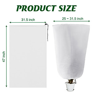Alpurple 3 Packs Winter Drawstring Plant Covers - 47" X 31.5" Warm Plant Protection Cover Bags, Frost Cloth Blanket Protecting Fruit Tree Potted Plants from Freezing Animals Eating