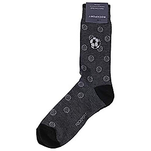 ROCKPORT MEN'S SOCCER BALL W/SOCCER BALL POLKA DOTS DRESS SOCKS ONE SIZE (GREY)
