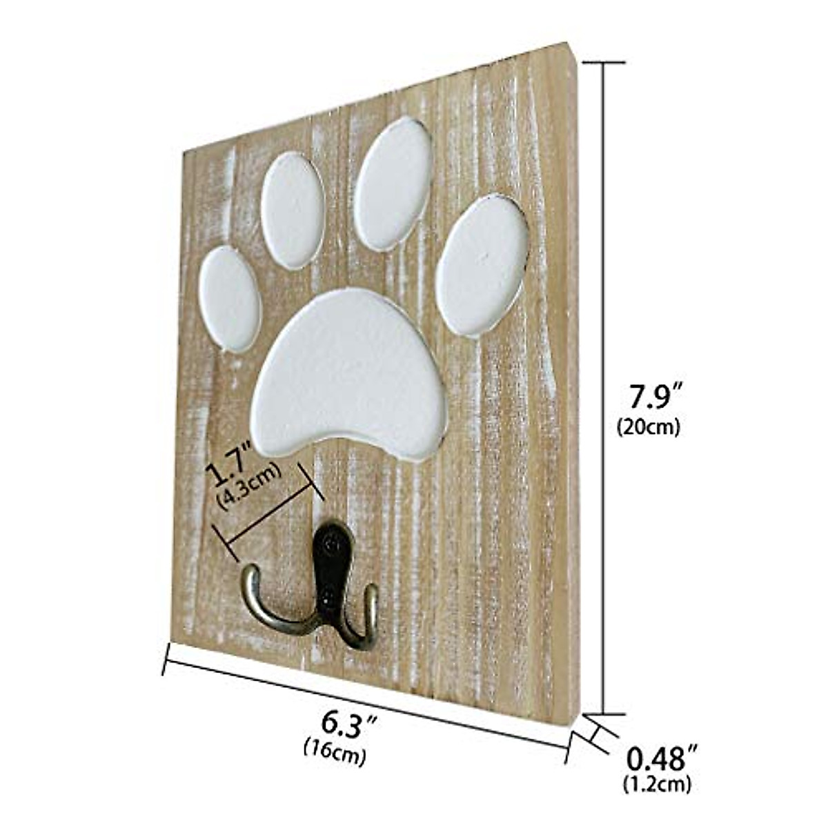 dwellington Wood Dog Leash Holder Farmhouse Wall Mounted Leash Hooks Dog Paw Leash Hanger Key Hook