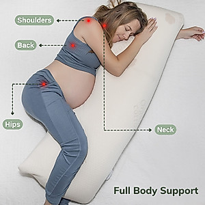Sweet Zzz Body Pillow with Natural Cotton Cover for Side and Back sleeping, includes Cotton Pillowcase, Pregnancy Pillow for Sleeping 16"x 50"
