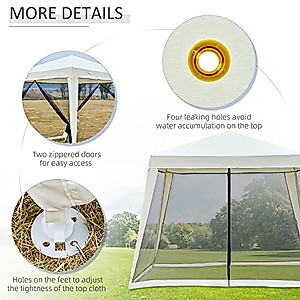 Outsunny 10'x10' Outdoor Party Tent Canopy with Mesh Sidewalls, Patio Gazebo Sun Shade Screen Shelter, Beige