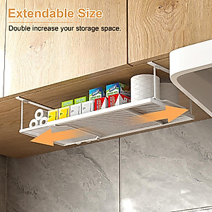 YOLOPARK Under Shelf Organizer, Extendable Under Shelf Storage for Pantry Cabinet, Laundry Room, Shoe Bench, Closet