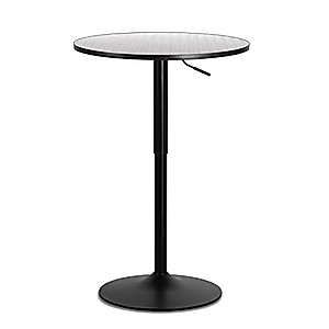 MoNiBloom Pub Round Table Silver Stripe Top with Black Leg and Base, 27.5"- 36"" Height Adjustable with 360° Swivel, Modern Cocktail Bistro Table for Dining Bistro Cafe Home Bar, 23.5" Diameter