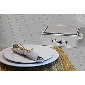 Home Acres Farmhouse Napkin Holders for Tables & Kitchen - Rustic Country Style Dispenser for Dinner Napkins - White