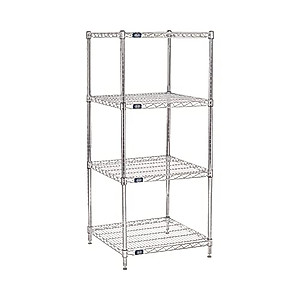 Nexel 24" x 24" x 63", 4 Tier Adjustable Wire Shelving Unit, NSF Listed Commercial Storage Rack, Chrome Finish, leveling feet