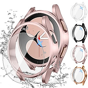Tensea [4+4Pcs] for Samsung Galaxy Watch 4 2021 & 5 2022 Screen Protector and Case 40mm, Hard PC Bumper and Anti-Fog Tempered Glass Protective Film, Face Cover Set for Watch4 Watch5 40 mm Accessories