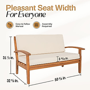 IDZO Patio Furniture Set Includes Laurent 800lbs Capacity Acacia Outdoor Loveseat + Laurent 500lbs Capacity Acacia Outdoor Club Chairs Set of 2