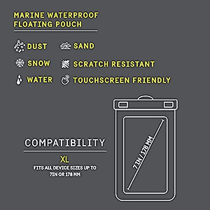 Pelican Marine - IP68 Waterproof Phone Pouch (XL Size) - Floating Waterproof Phone Case - iPhone 15 Pro Max/ 14 Pro Max/ 13 Pro Max/ 12/ S23 Ultra/ Pixel 7 - Detachable Lanyard - Black / Hi-Vis Yellow