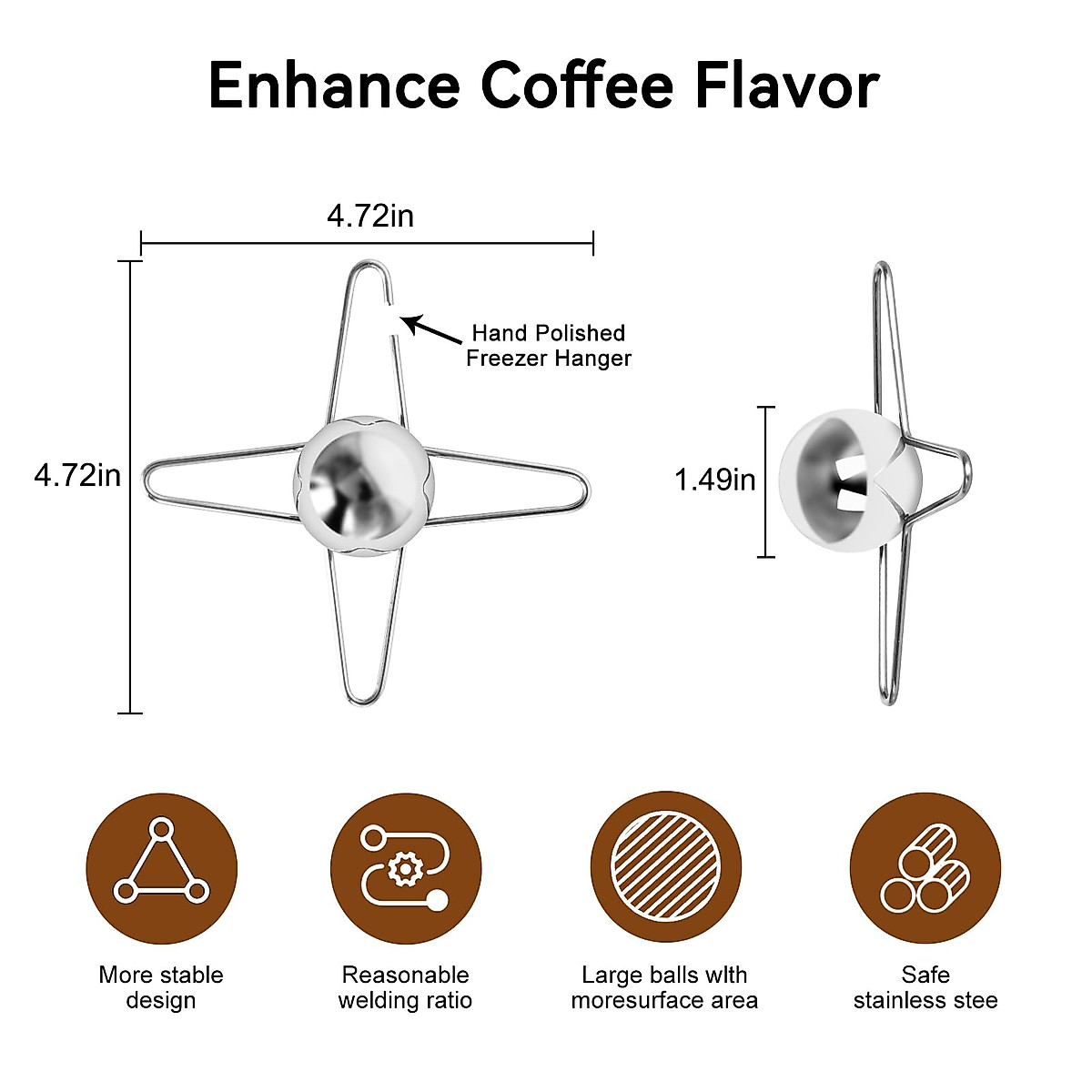 Wiszou 2pcs Espresso Coffee Cooler with Reusable Ice Coffee Steel Balls - Unlock the True Flavors, Also Ideal Tool for Bourbon, Scotch, and Cocktails, Stainless Steel Chilling Ball