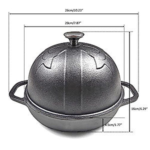 HAWOK Cast Iron Bread Cloche, Dia.7.8inch/20cm, Sourdough Baking Pan Pre-seasoned Black