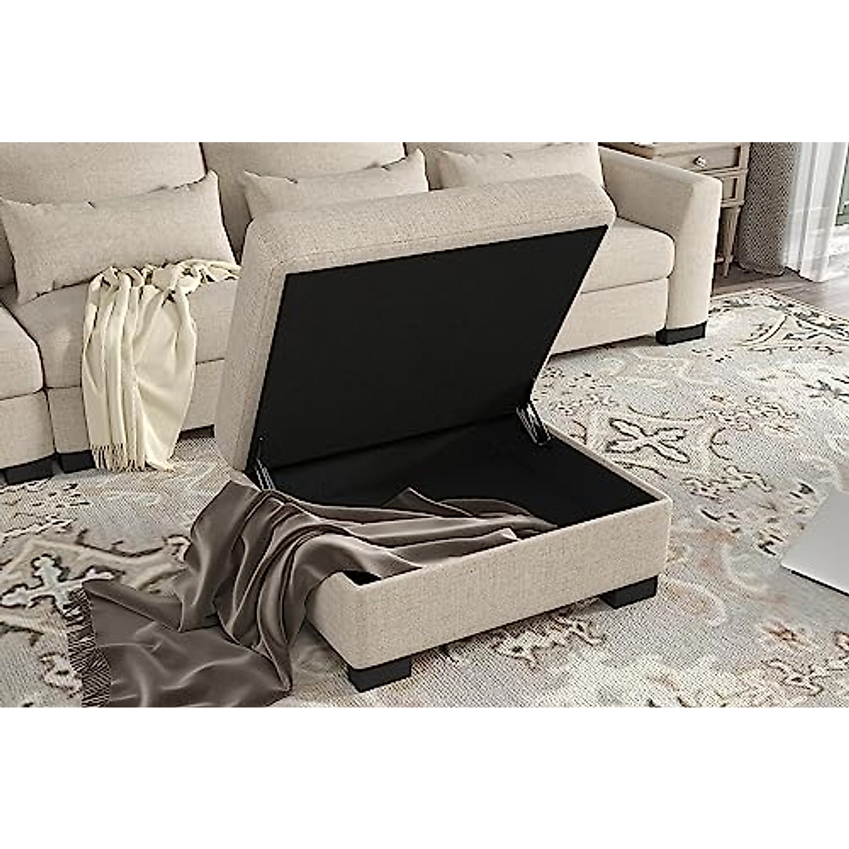 Sunrise Coast Modular Sofa Couch 130" Convertible L Shaped Sofas&Couches with Movable Ottoman Sectional, Beige