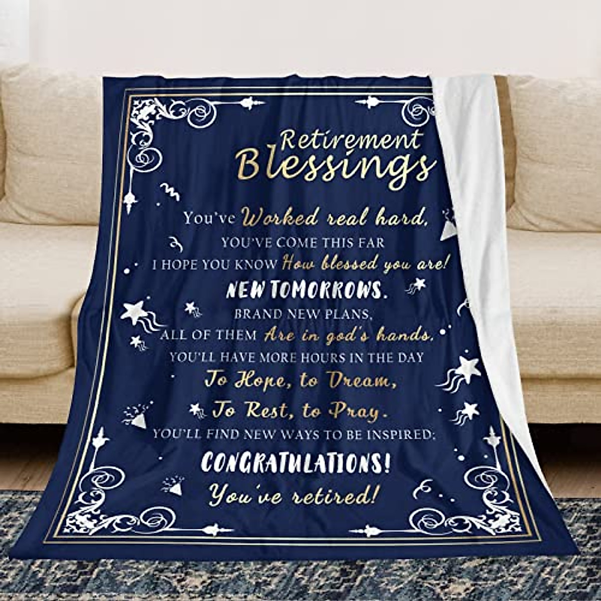 Retirement Gifts for Women Men 2023,Happy Retirement Appreciation Gift for Mom Boss Coworkers,Retire Party Gifts for Friends,Grandma,Teachers,Nurses Retired Gifts for Men Women Throw Blankets 60"x 50"