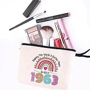 Hanamiya Na 60th Birthday Gifts for Women-Making The World A Better Place Since 1963, 60 Years Old Makeup Bag for Her, Friend, Mom, Sister, Wife, Aunt, Coworker Boss