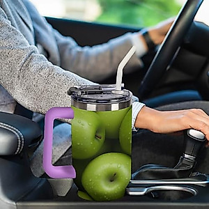 Green Apples Water Drop 40 Oz Car Cup Stainless Steel Travel Mug Leak-Proof Insulated Tumbler with Handle Violet-style