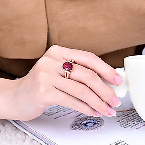 Lanmi 14k Rose Gold Natural Pink Green Tourmaline Diamonds Ring Engagement Wedding for Women Promotion