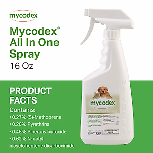 PRN Pharmacal Mycodex All-in-One Flea and Tick Spray for Parasites of Dogs and Cats - Controls Fleas, Ticks, Lice, Mosquitoes, Gnats, Flies, and Flea Larvae - 16 Oz