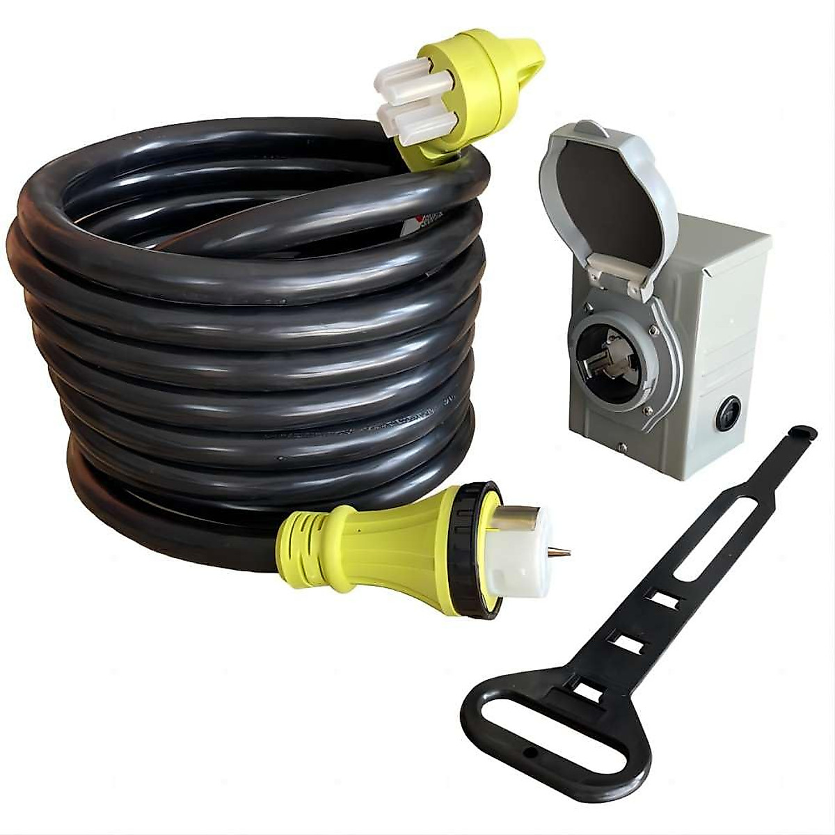 Generator Cord 50amp,25FT,125V/250V,NEMAL14-50P/SS2-50R Power Inlet Box Combo Kit Twist Lock Connector Generator Power Cord for RV Truck Trailer Generator to House Power Cord