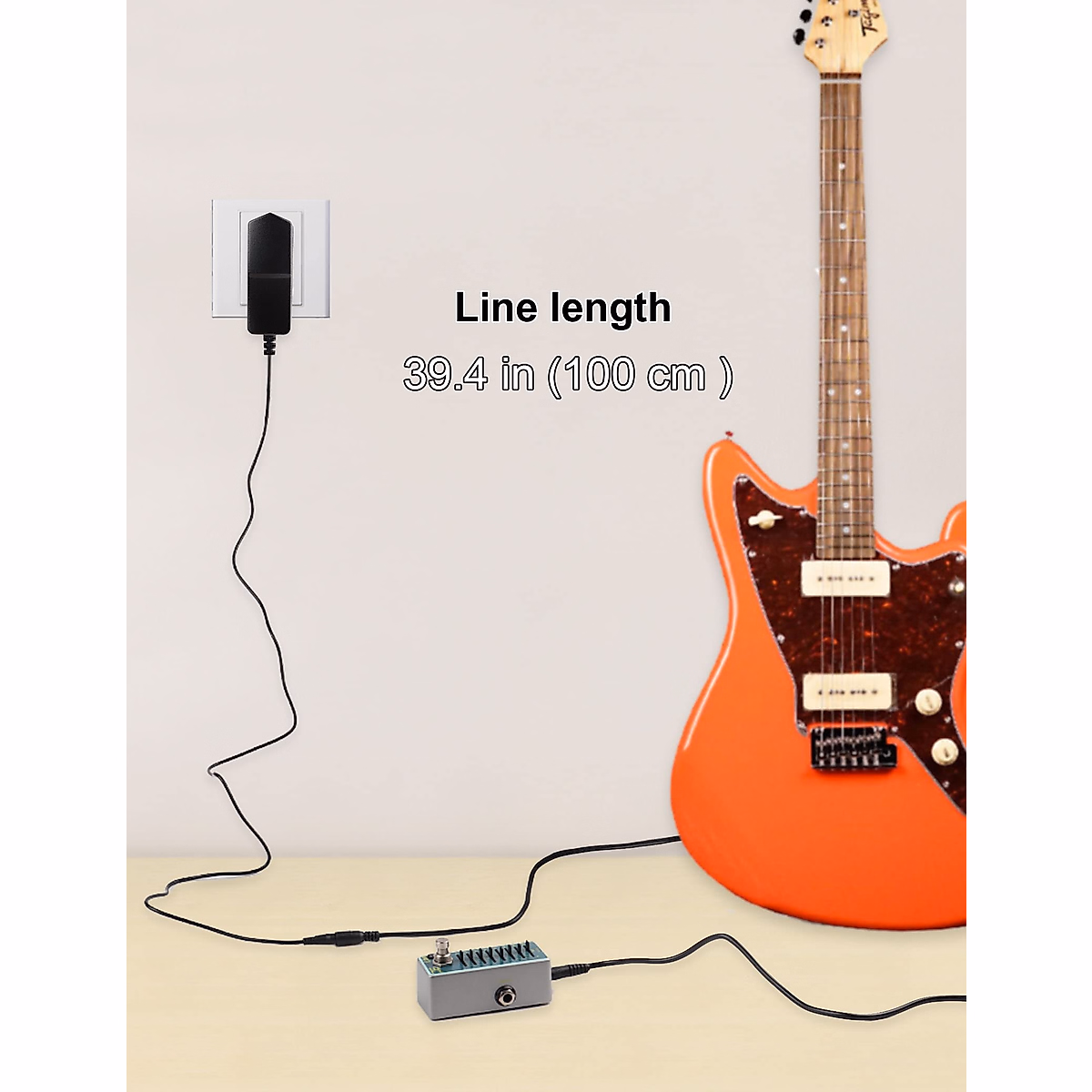 Mr.Power Guitar Effect Pedal Cord DC Power Extension Cable, 5.5 x 2.1mm Male to Female Guitar Effect Pedal Lead/Cord Extender Wire 3.2ft / 39.4in / 1m 20AWG (2 Pack)