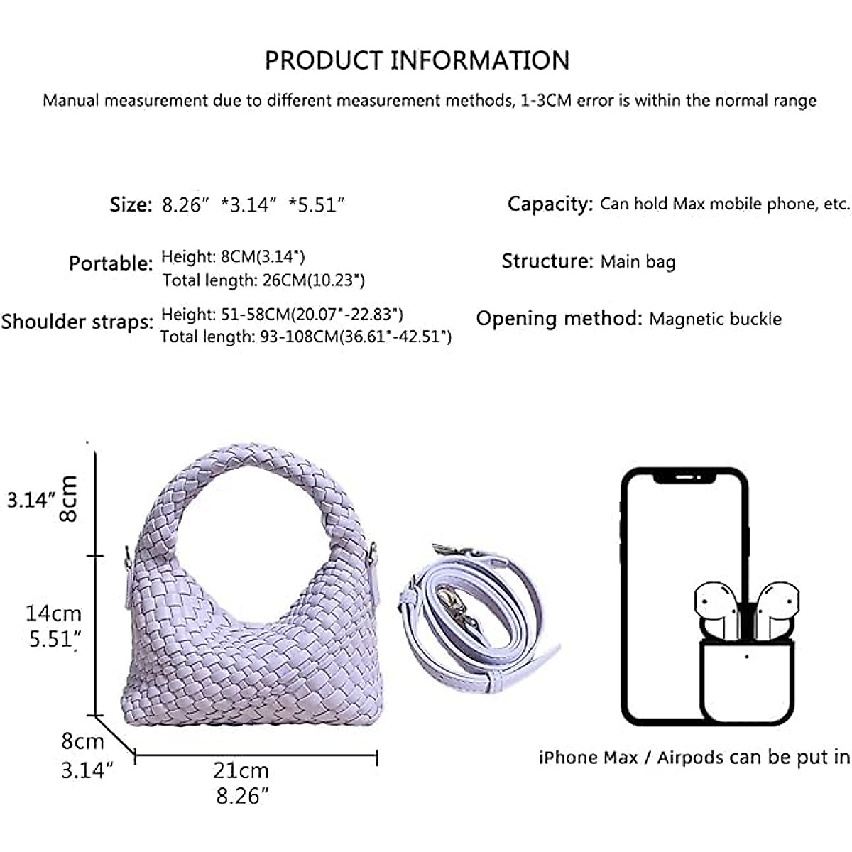 Small Hand Woven Handbags for Women Shoulder Crossbody Bag Girls Purses Cassual Top Handle Bags Hobo Curved Tote Phone Bag (Apricot)