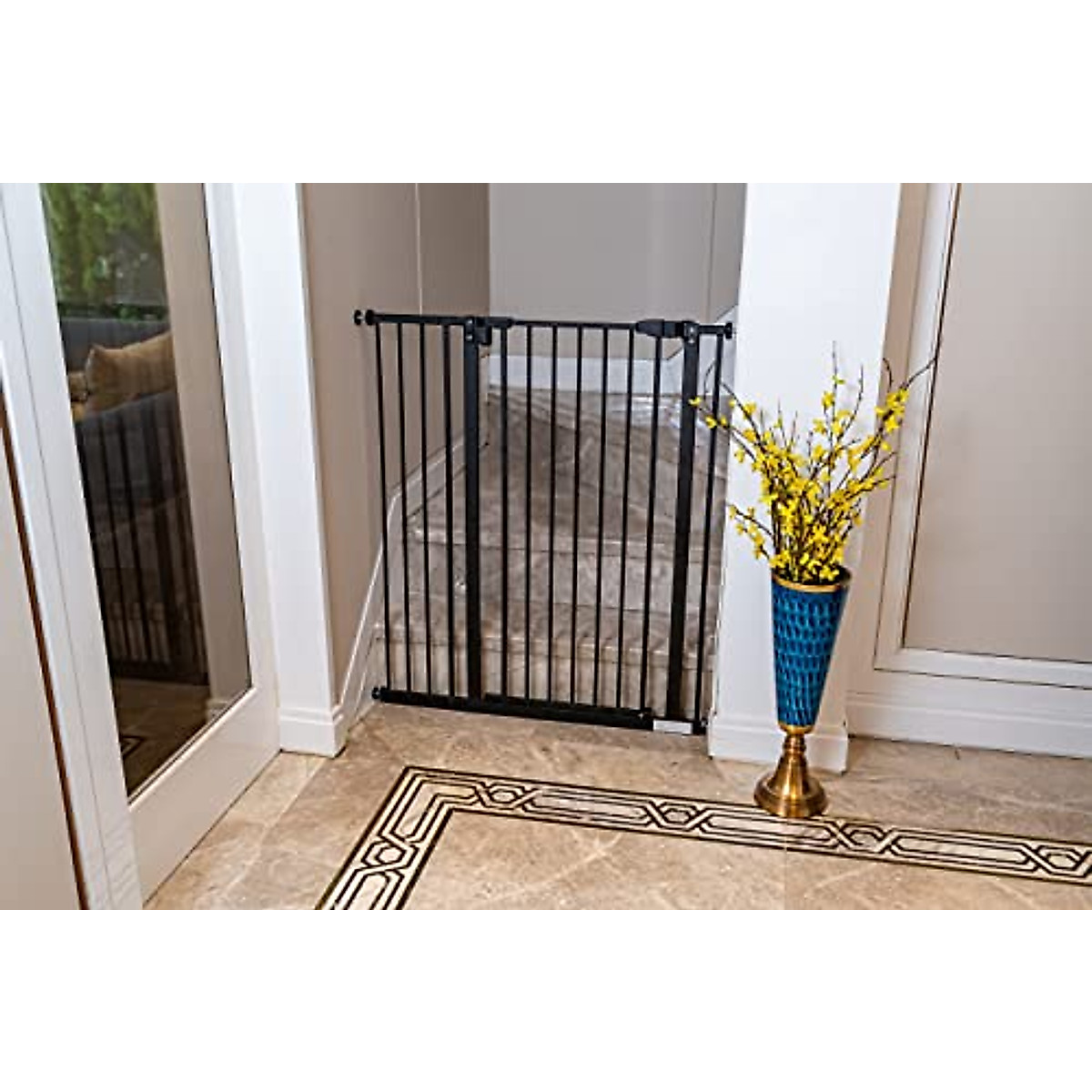 Kinfant 41-Inch Extra Tall Walk Thru Baby Gate,Bonus Kit, Includes 6-Inch Extension Kit, 4 Pack Pressure Mount Kit and 4 Pack Wall Cups and Mounting Kit