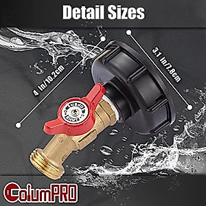 ColumPRO 275 330 Gallon IBC Tote Tank Adapter 2.44" Fine Thread+ Lead-Free Water Shut-Off Valve Faucet (Adapter2.44" Fine Thread Tote Valve )