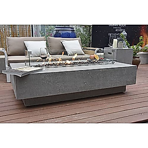 Elementi Outdoor Hampton Fire Pit Table 56 x 32 Inches Grey Durable Fire Bowl Glass Reinforced Concrete Rectangle Fire Table Liquid Propane Patio Fire Place Includes Burner and Lava Rock