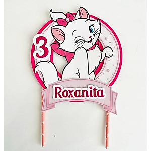 Personalized Marie the cat Themed Cake Topper