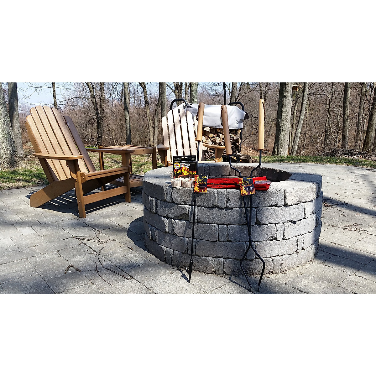 EXCURSIONS Journey To Health Fireplace Fire Pit Campfire Tool Gift Set – Firetender Tongs Poker Gloves and Firestarters