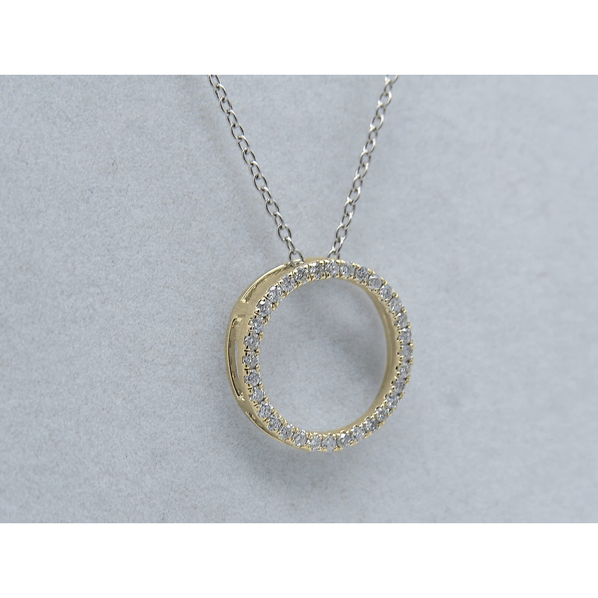 Dazzlingrock Collection Round White Diamond Circle Pendant for Women with 18 inch Silver Chain (0.33 Ctw) in 14K Yellow Gold