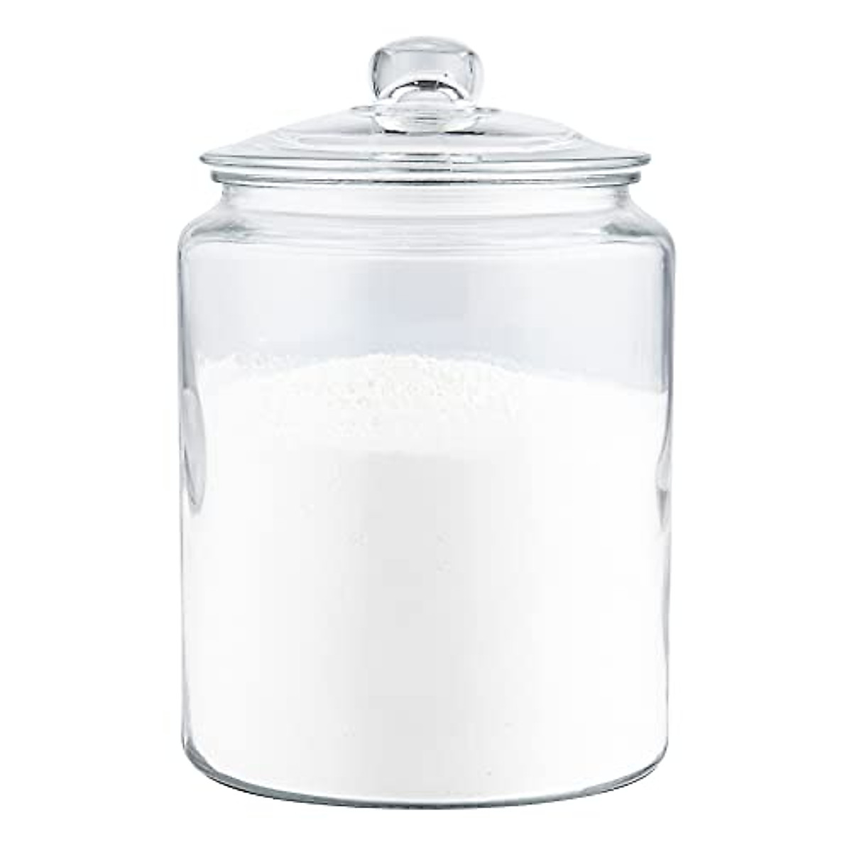 Restaurantware Vetri 1.6 Gallon Glass Storage Jar 1 Dishwashable Glass Cookie Jar - Airtight Seal Wide Opening Clear Glass Candy Jar Knob Handle Lid For Kitchen Laundry Or Storage