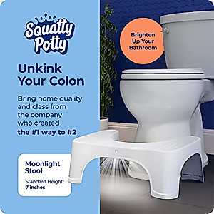 Squatty Potty Moonlight Toilet Stool with Motion & Light Activated Night Light, White 7 Inch