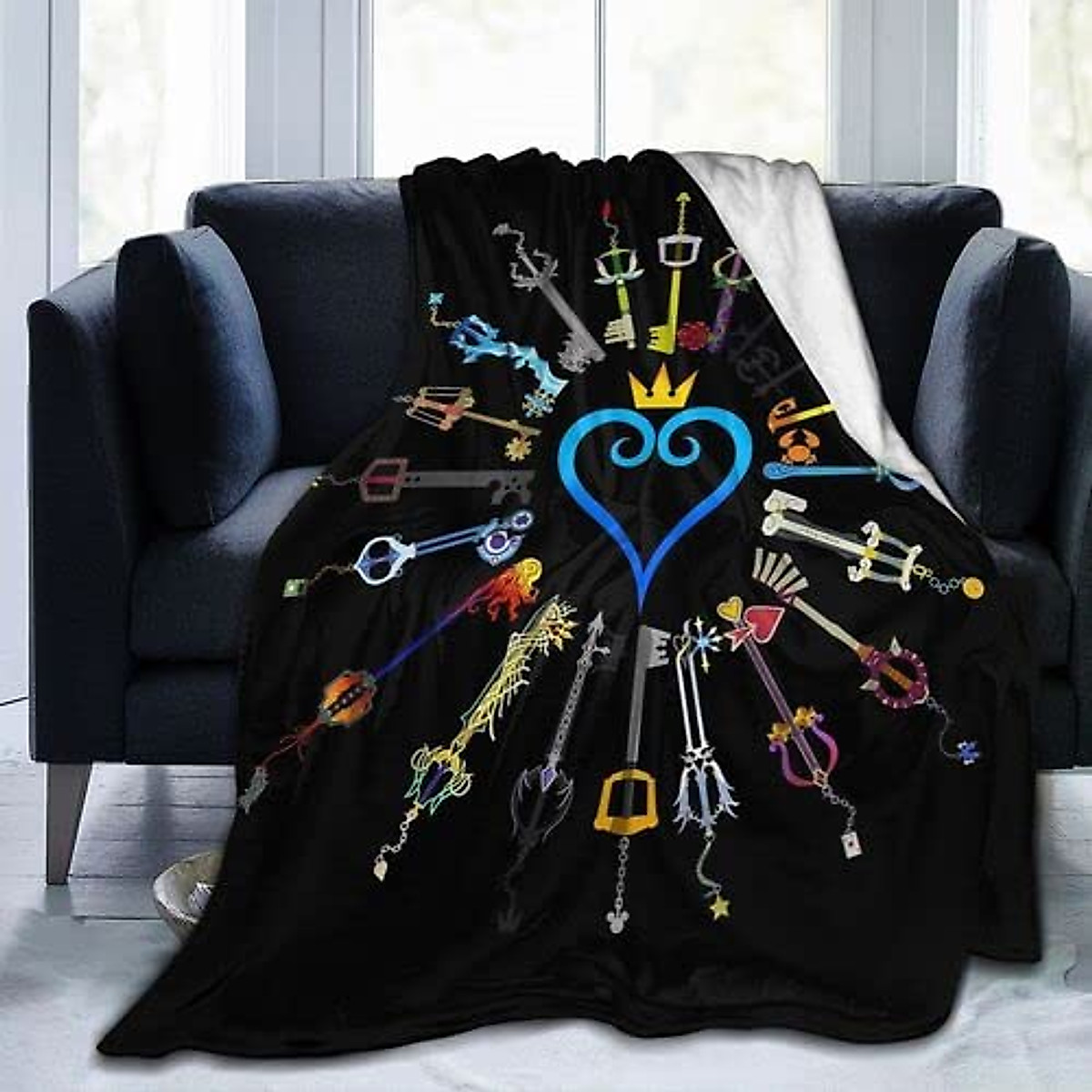 Hearts-Keyblades Ultra Soft Fleece Blanket Flannel Velvet Plush Throw Blanket,60x50in