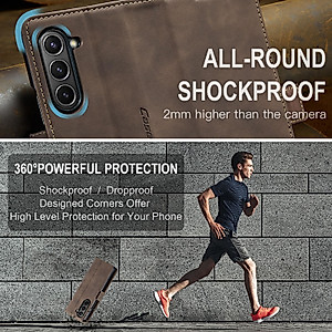 Phone Flip Case Compatible with Samsung Galaxy Z Fold 5 Premium PU Leather Wallet Case, 2 in 1 Flip Magnetic Wallet Cover Case, Matte Soft Leather + TPU Bottom Shell Case W Card Holder+Money Pocket ph