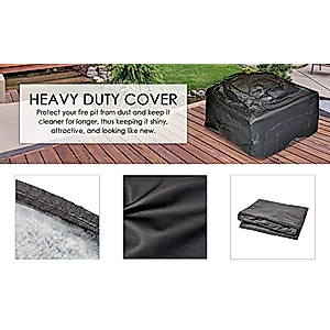 Fire Sense 02056 Outdoor Square Fire Pit Vinyl Cover Patio Heaters Heavy Duty 10 Gauge Felt Lined Water & Weather Resistant Fabric Ties - 38” x 38” - Square