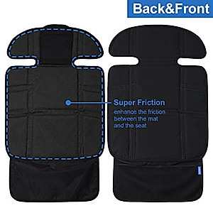 INFANZIA Car Seat Protector with Thickest Padding - Auto Seat Cover Mat for Baby Child Car Seats, Waterproof 600D Fabric, PVC Leather Reinforced Corners & 2 Large Pockets for Handy Storage