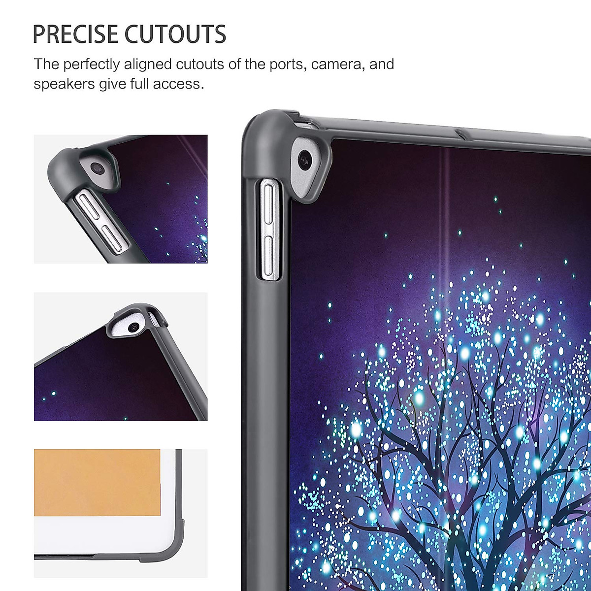 Lalumix for iPad 9th/7th/8th Generation Case, for iPad 10.2 Case, Fit for iPad Pro 10.5 Case, for iPad Air 3rd Generation Case, Pencil Holder, Multi-Angle Viewing, Auto Wake/Sleep, Blue Star Tree