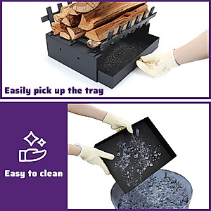 Mxclimate Fireplace Ash Tray Fireplace Log Grate kit,Ember Holder Fireplace Pan for Ash Collection,14'' Firewood Log Burning Rack Fire Grates for Indoor Outdoor Pit Camping Firepit