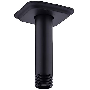 Black Shower Arm with Flange 4 Inches Stainless Steel Ceiling Mounted Extender Arm for Rainfall Shower Head, Matte Black