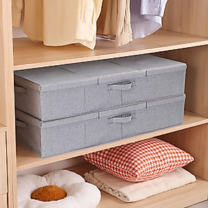 YheenLf Under Bed Storage Containers Bin with Lids Handle, Foldable Sturdy Storage Bags with Handles for Organizing Clothes, Shoes, Blankets, Pillows, Grey, 1 Pack, 23.6" L x 11.8" W x 5.9" H