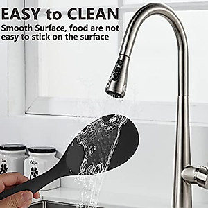 Rice Paddle, Silicone Rice Spoon Non Stick Rice Scooper Heat Resistant Kitchen Gadge Rice Spoon Paddle Cooking Utensil Rice Spatula Rice Cooker Spoon for Rice, Salads, Mashed Potato (Set of 2)